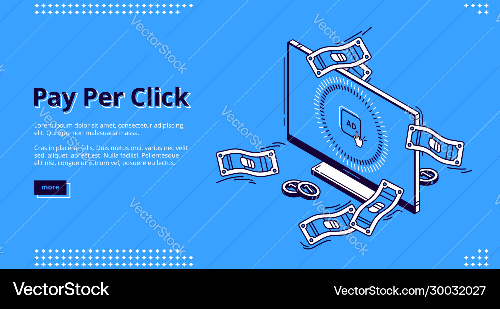 Pay per click advertising isometric landing page Vector Image