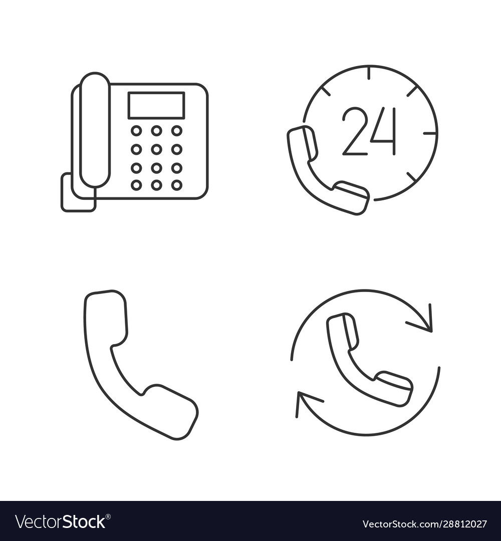 Phone communication linear icons set Royalty Free Vector