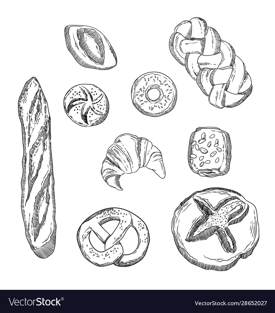Set bread and pastry elements Royalty Free Vector Image