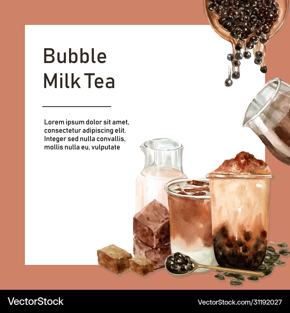 Set matcha and brown sugar bubble milk tea ad Vector Image
