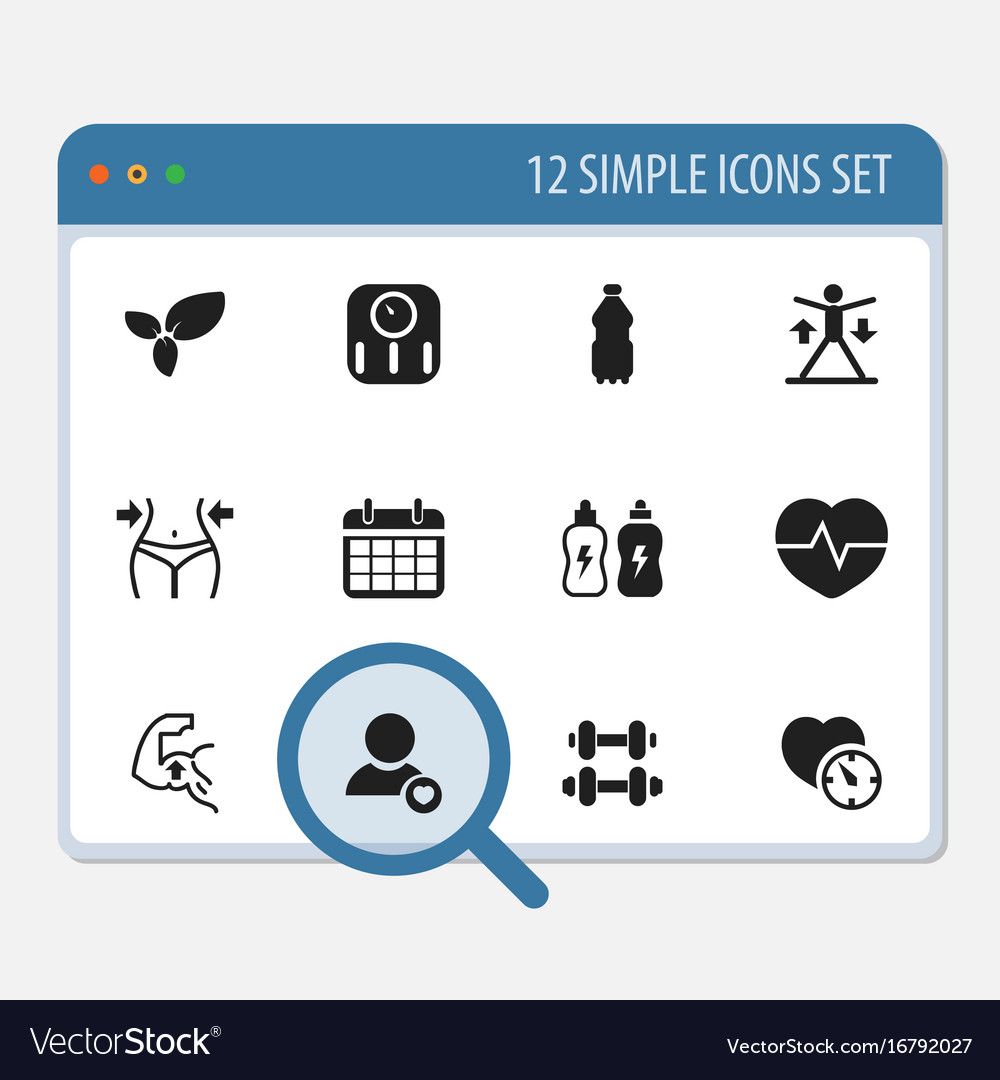 Set of 12 editable exercise icons includes Vector Image
