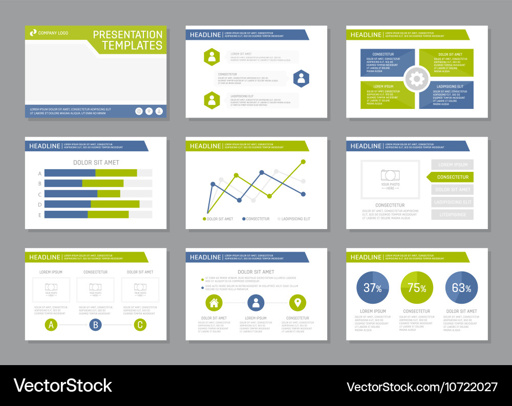Set of green and blue template for multipurpose Vector Image