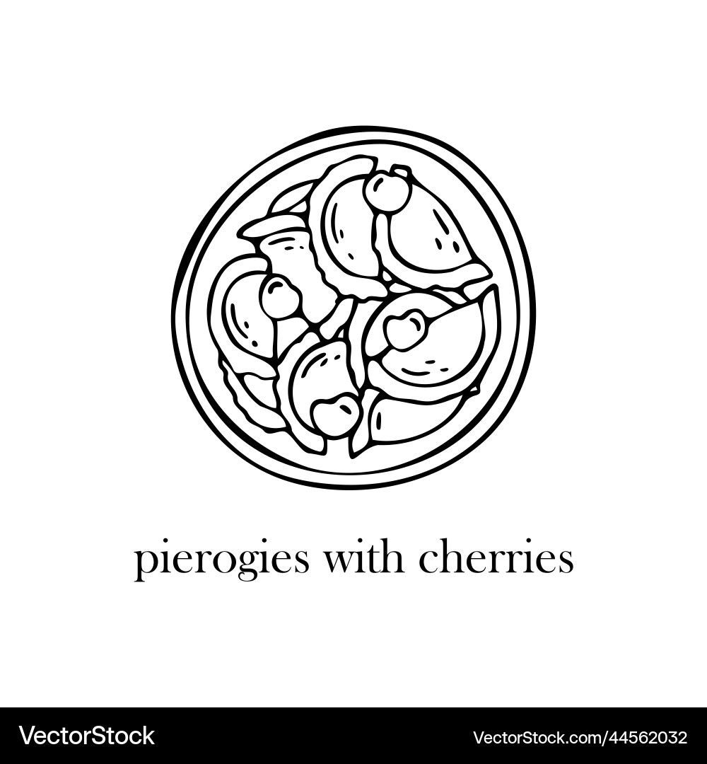 A belarusian dish - pierogi with cherries dishes Vector Image