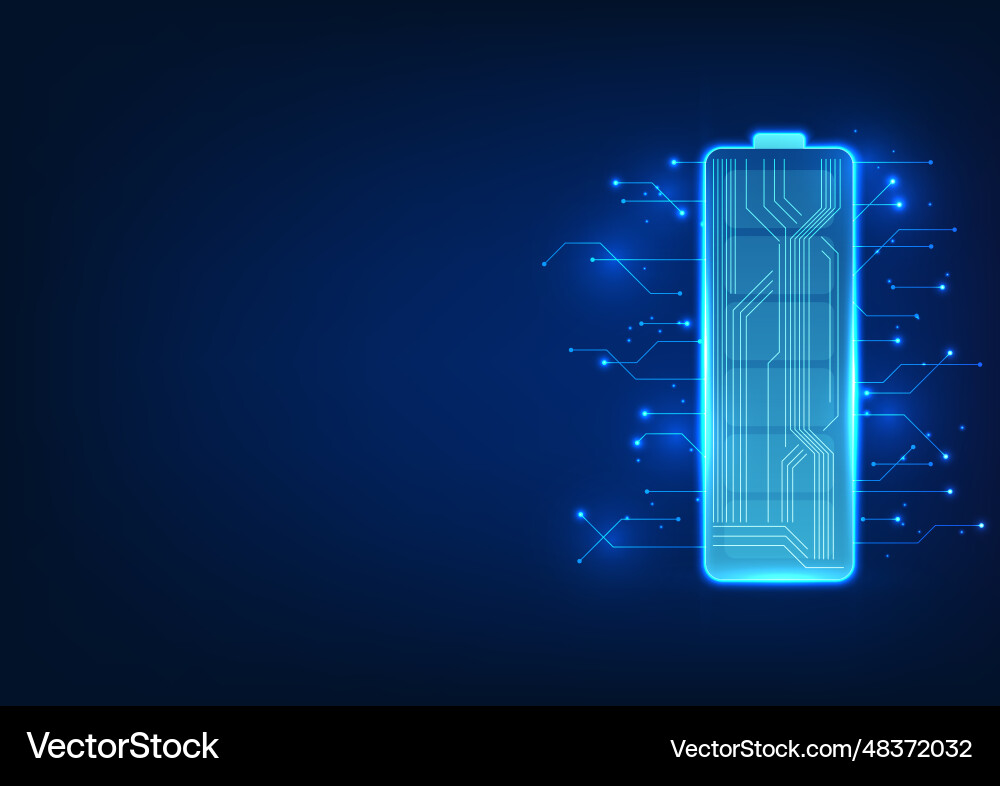 Battery technology inside there is a circuit Vector Image