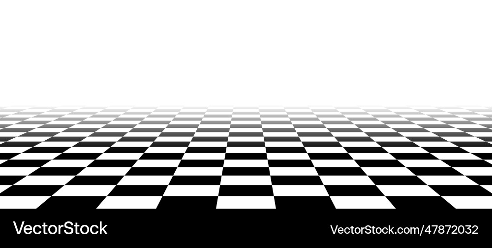 Black and white checkered tile floor fading Vector Image