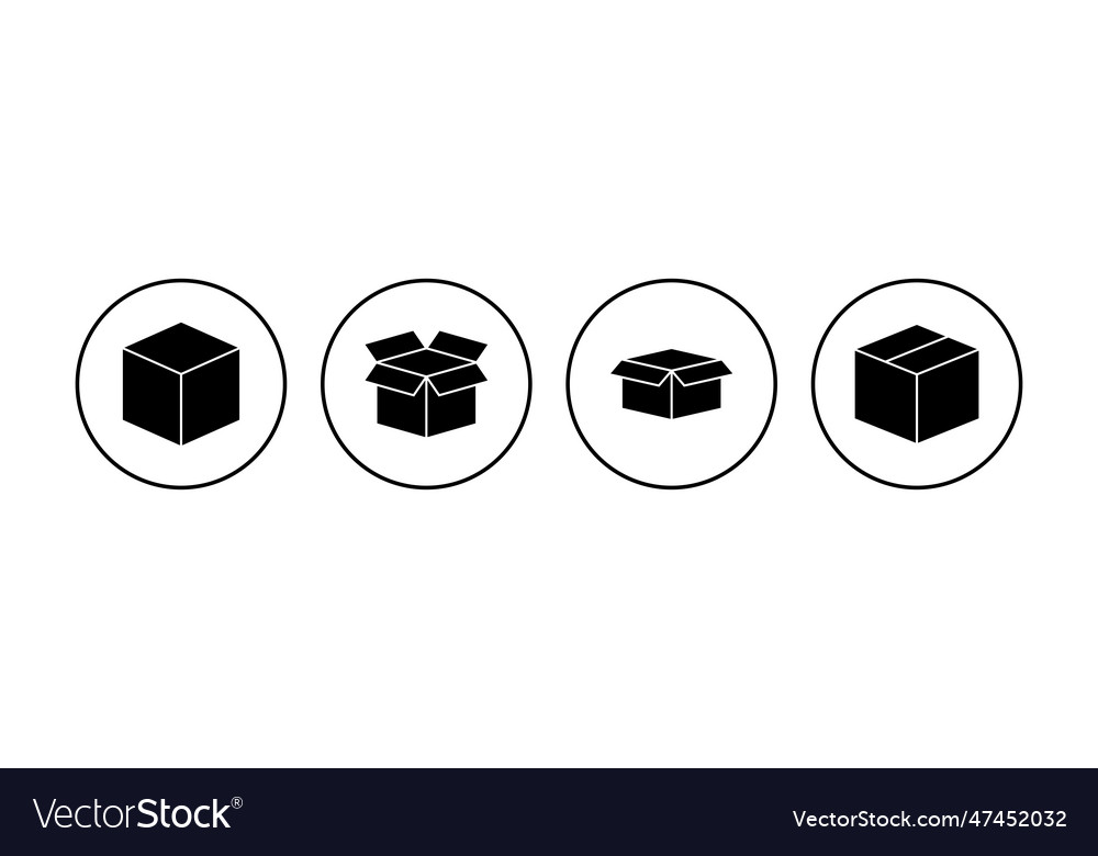 Box icon set icon package parcel Royalty Free Vector Image