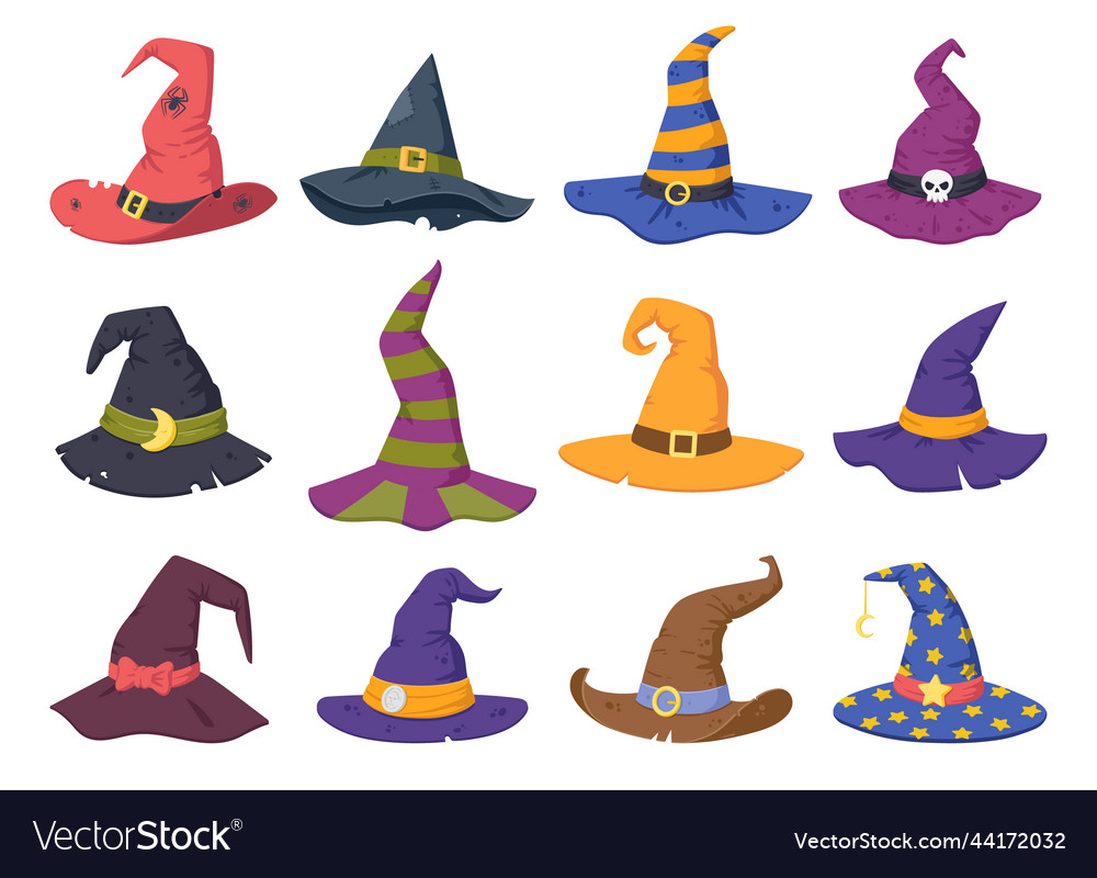 Cartoon witch hats halloween party costume Vector Image