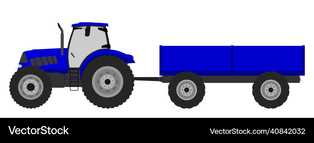 Color image of a tractor with trailer Royalty Free Vector