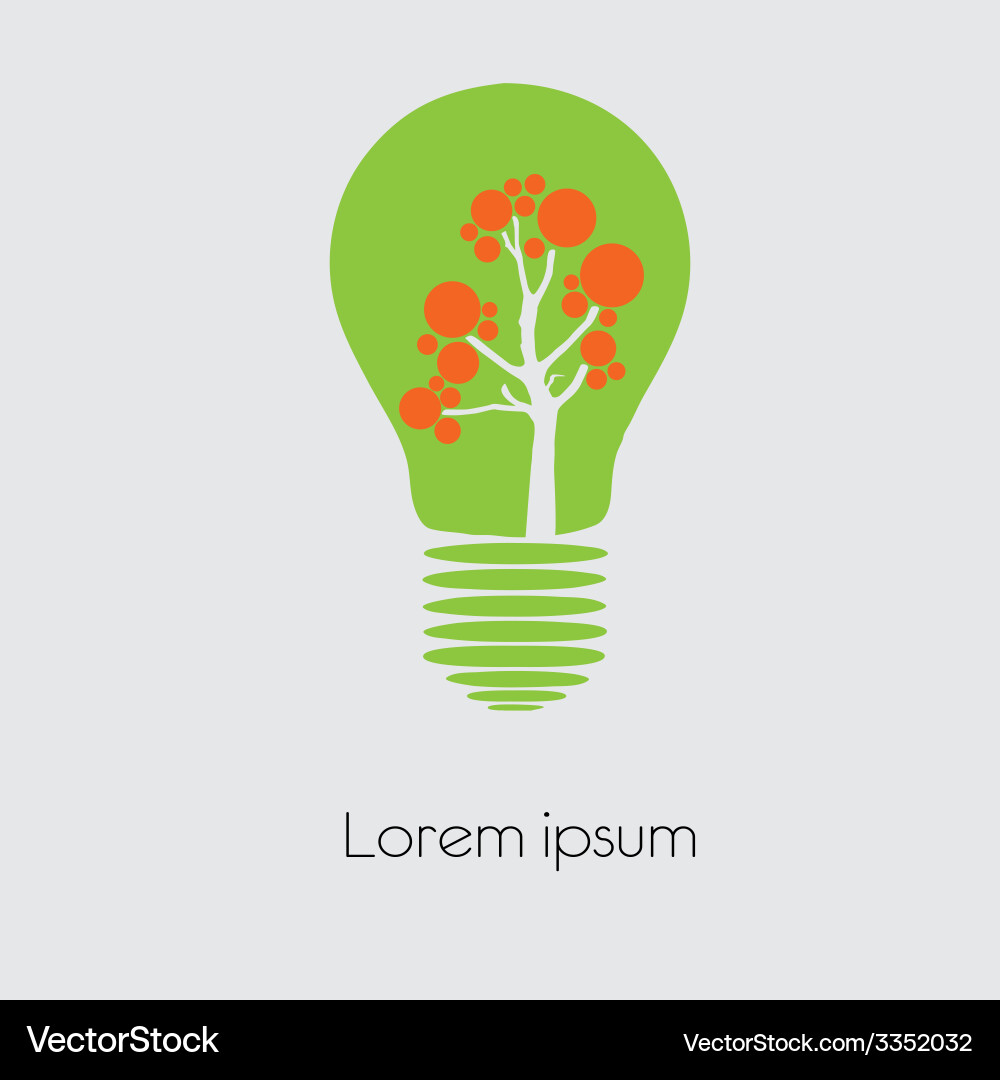 Concept tree in light bulb symbol of renewable Vector Image