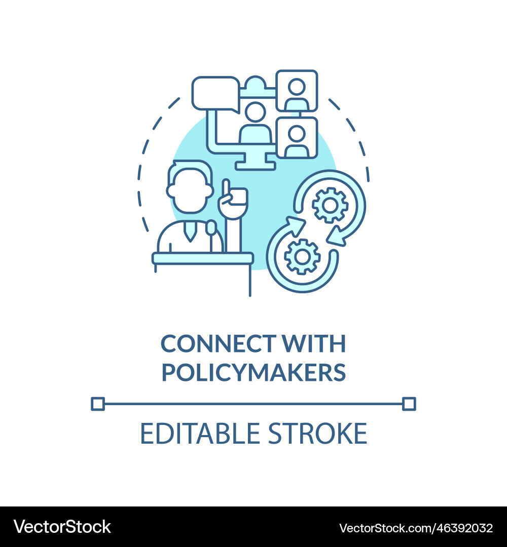 Connect with policymakers turquoise concept icon Vector Image