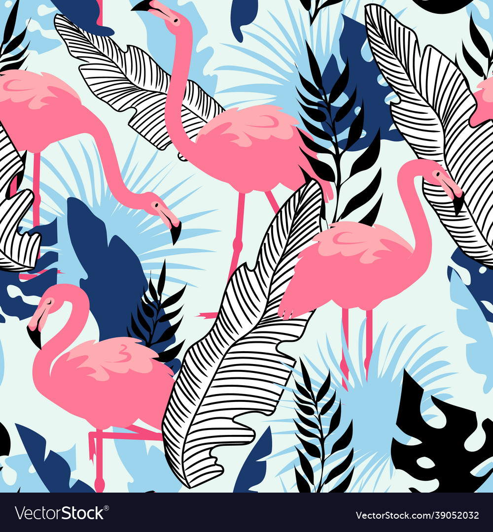 Flamingo pattern seamless summer texture Vector Image
