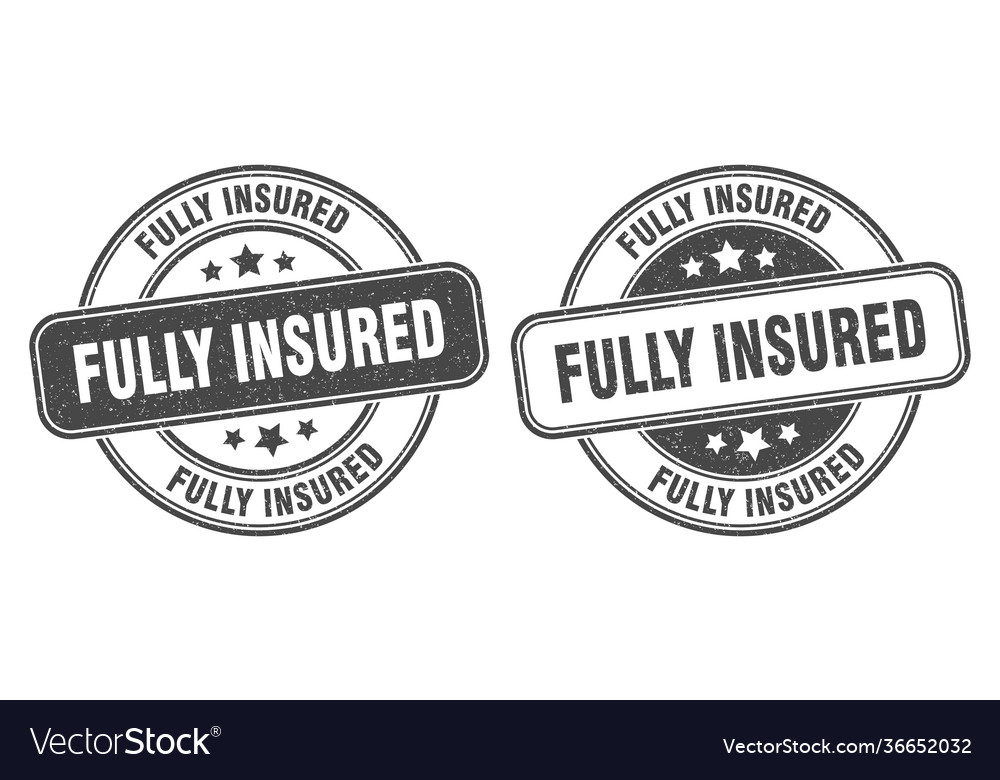 Fully insured stamp label round Royalty Free Vector Image
