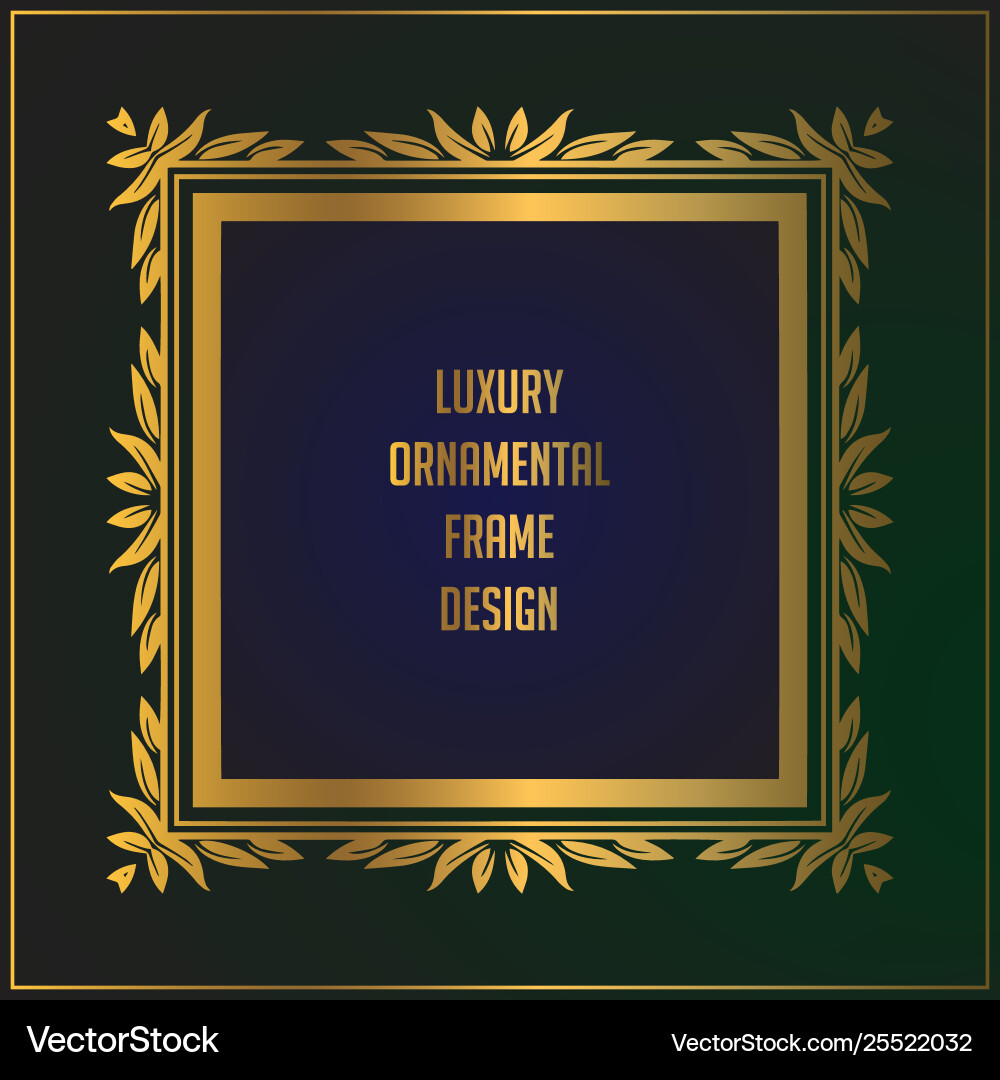 Luxury square golden floral frame design gold Vector Image