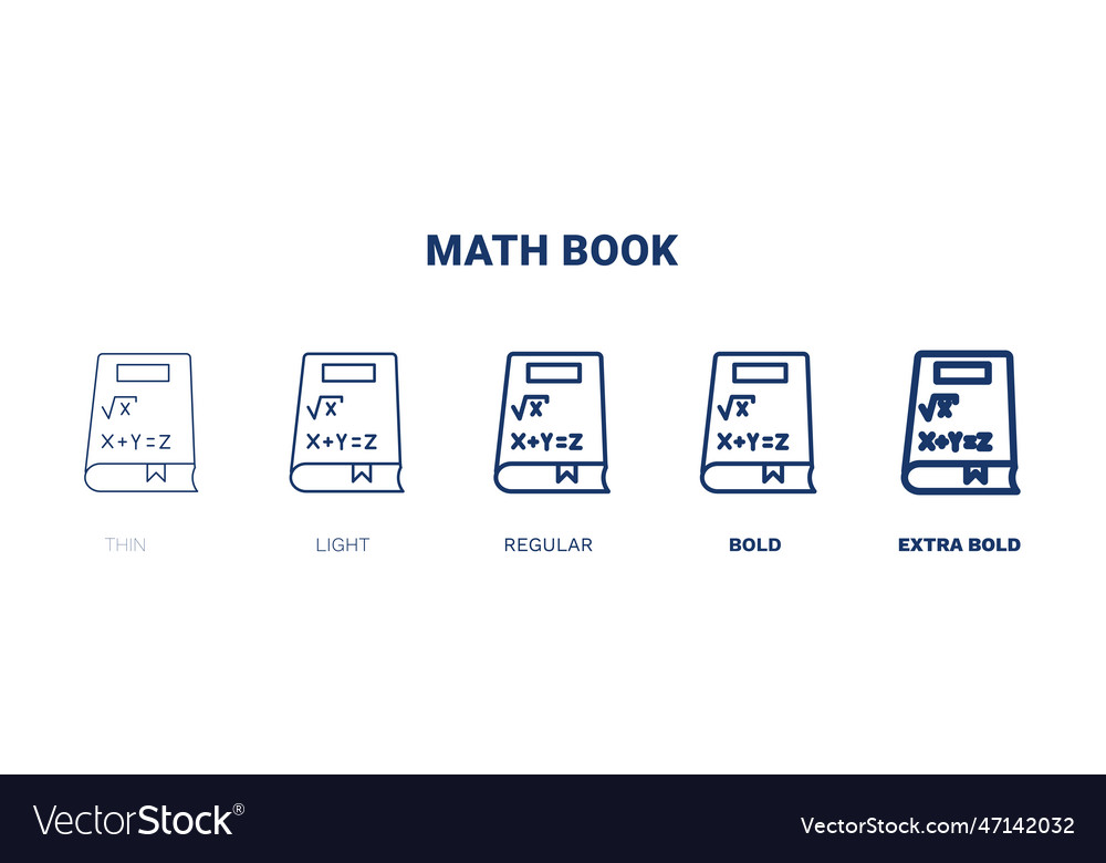 Math book icon thin light regular bold black Vector Image