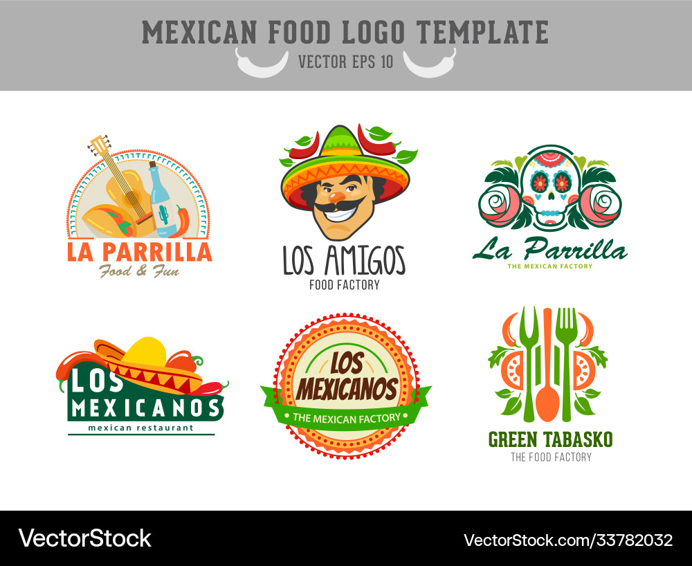 Mexican food logo logo design template Royalty Free Vector