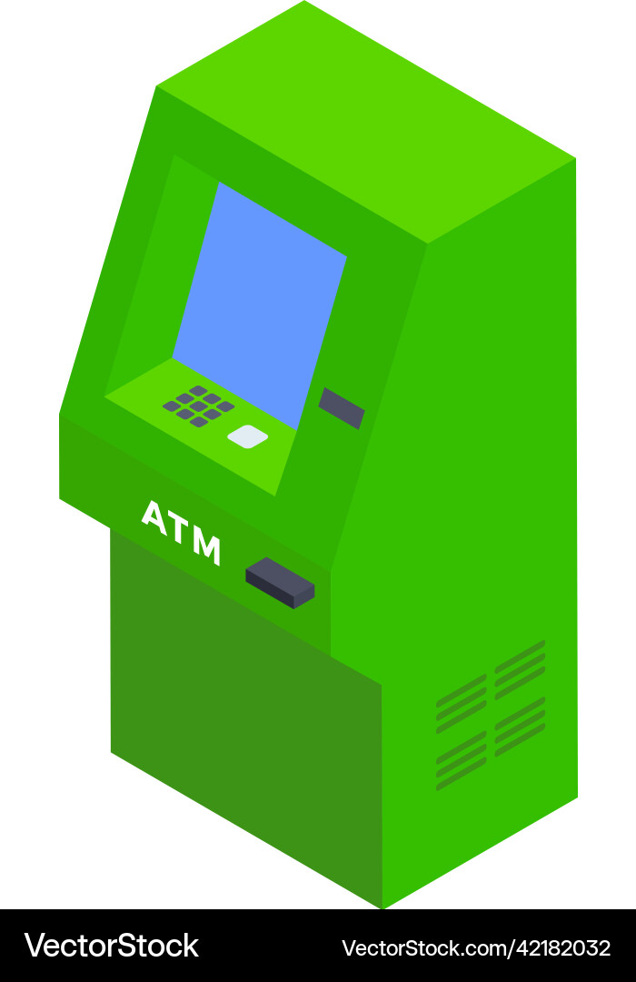 Minimalist green electronic atm for banking Vector Image