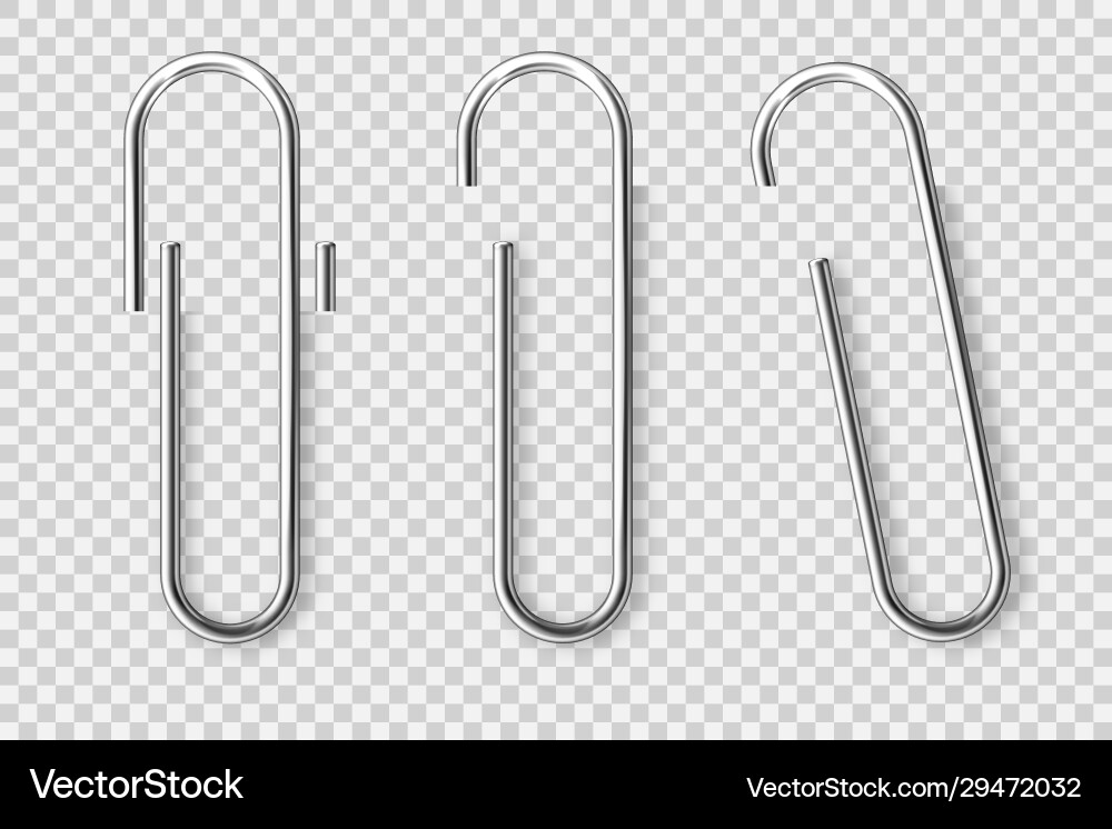Realistic tilted metal paper clip page holder Vector Image