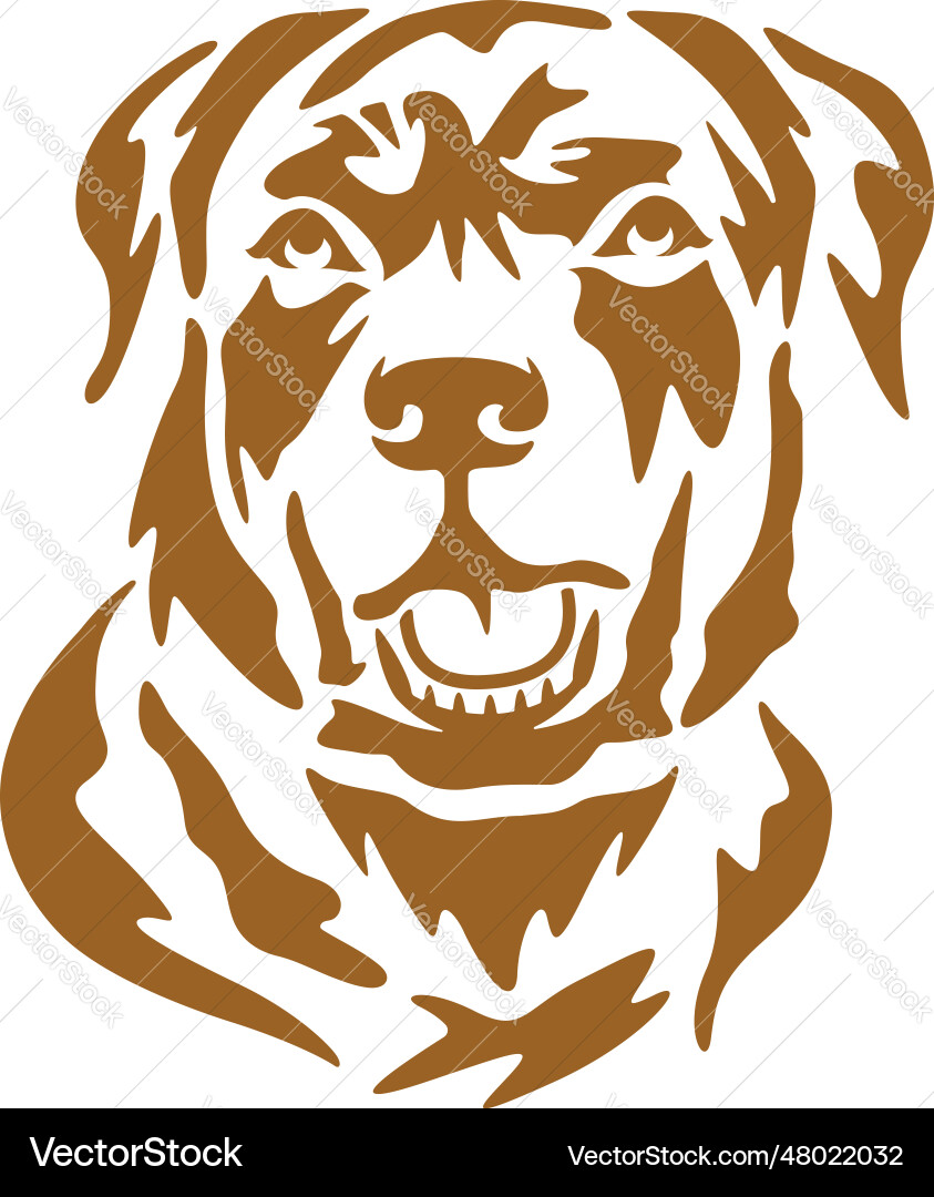 Rottweiler dog face printable stencil art Vector Image