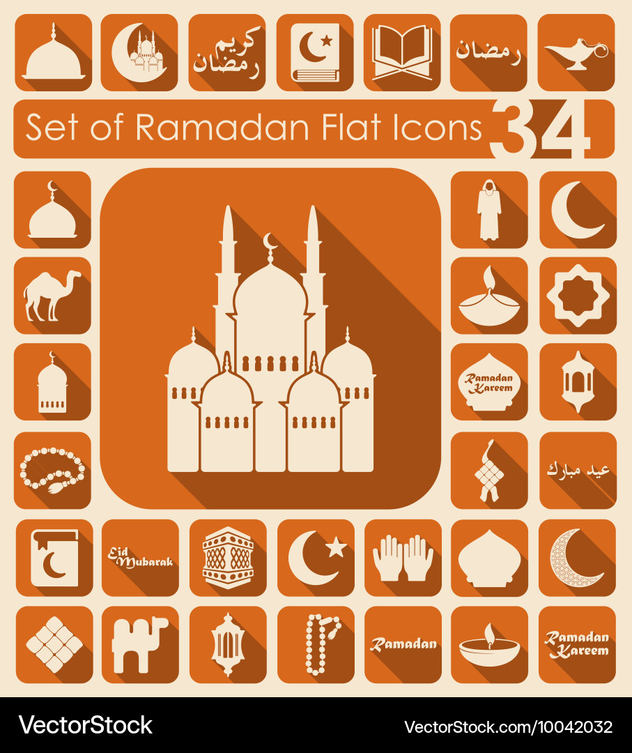 Set of ramadan flat icons Royalty Free Vector Image