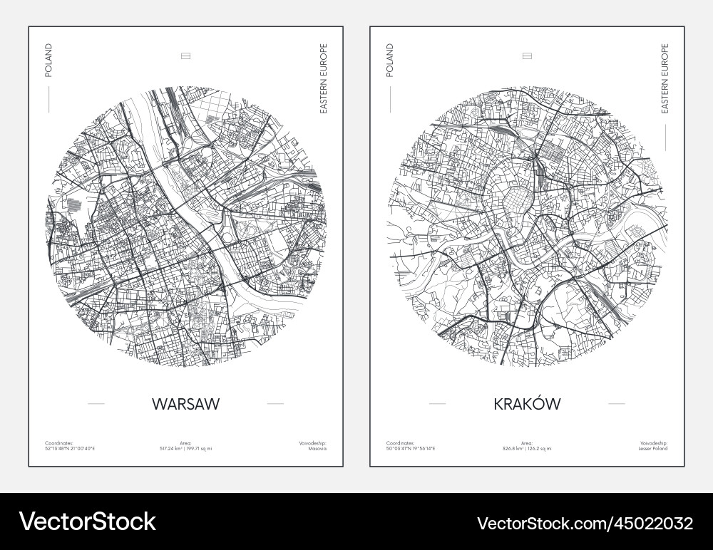 Travel poster urban street plan city map warsaw Vector Image