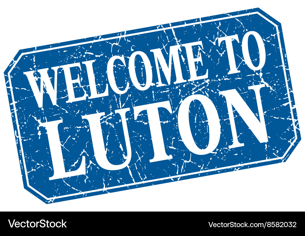 Welcome to luton blue square grunge stamp Vector Image