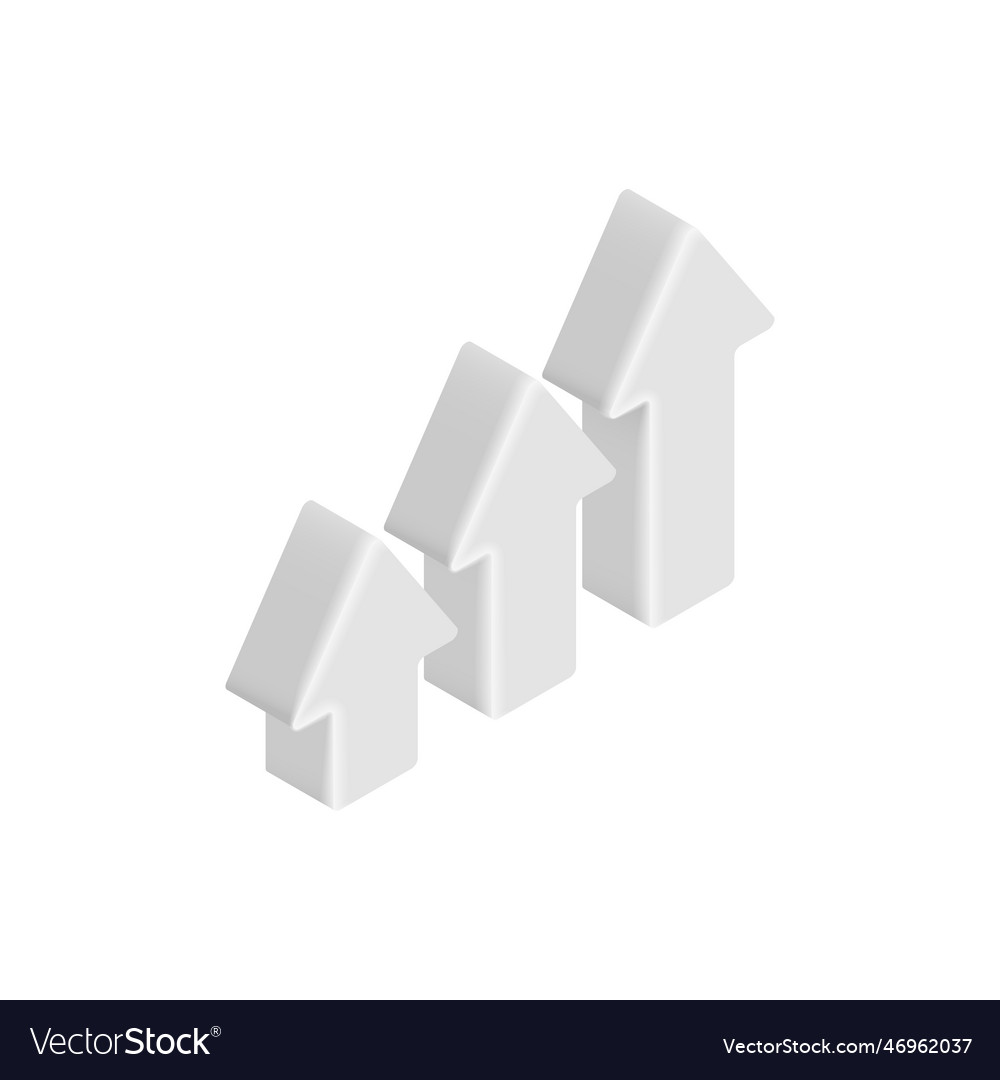 3d graph arrows icon isometric chart data Vector Image