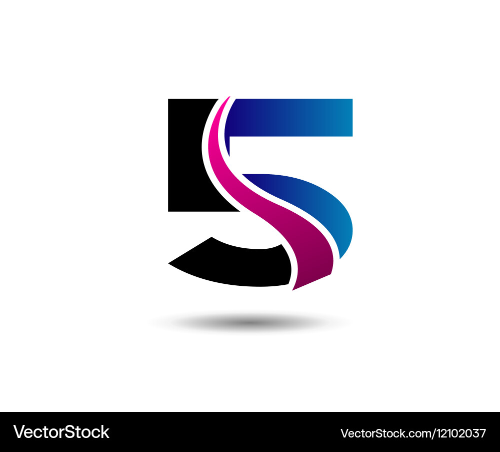 Abstract Number 5 logo Symbol icon set Royalty Free Vector