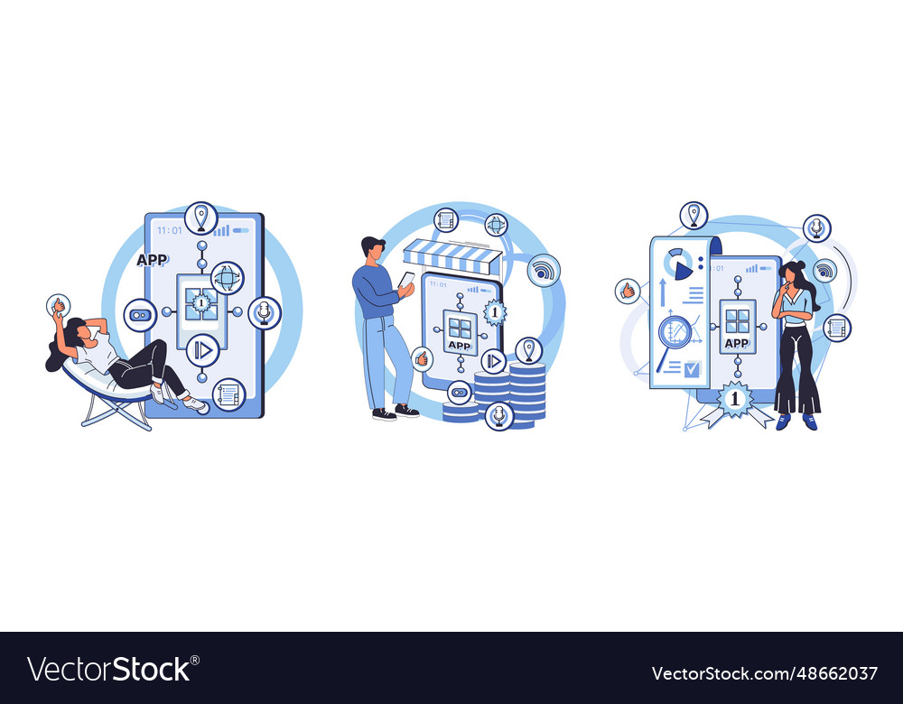 Application Testing Metaphor App Test Royalty Free Vector