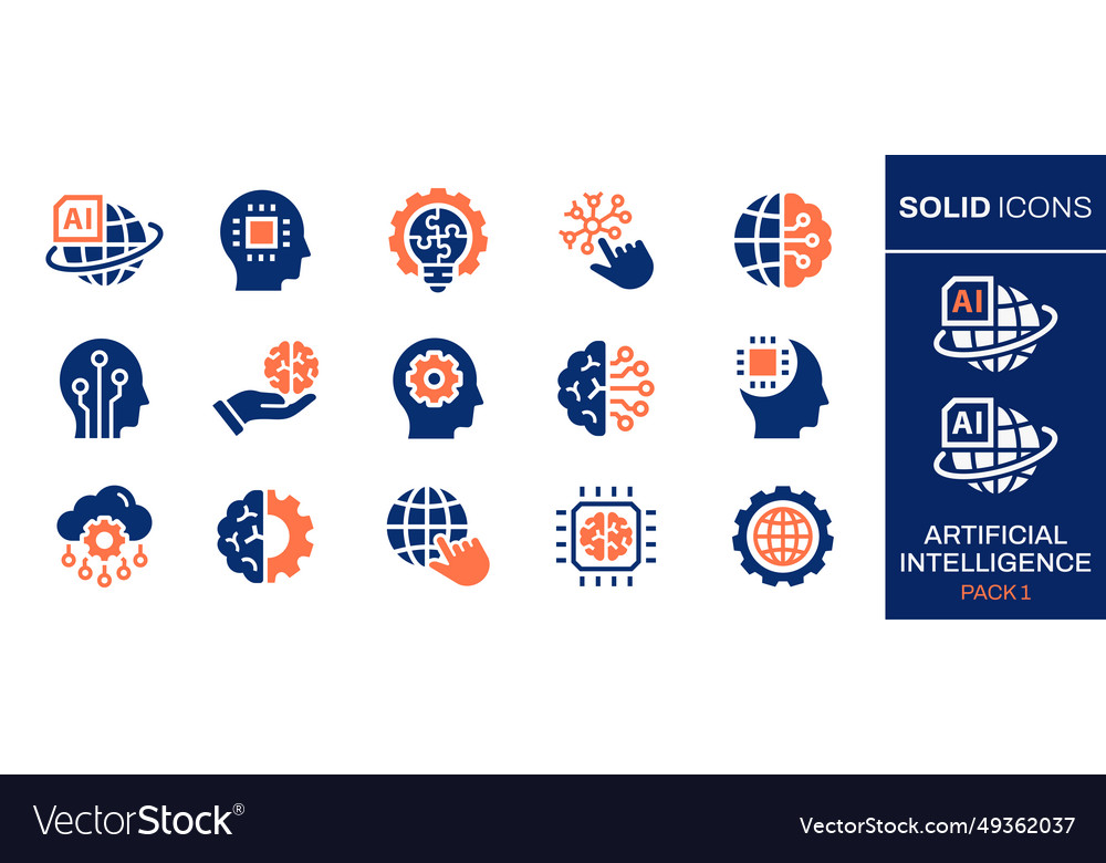Artificial intelligence icon set collection Vector Image Artificial intelligence icon set collection Vector Image