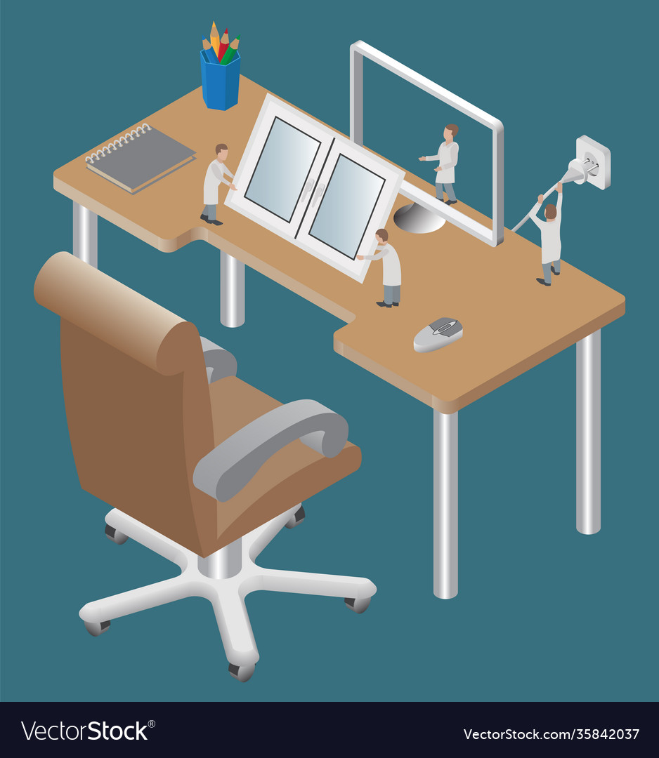 Computer technology isometric collection software Vector Image