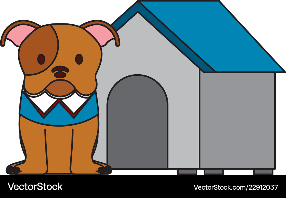 Cute dog pet and house Royalty Free Vector Image
