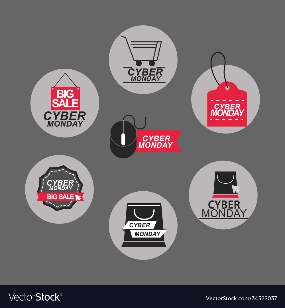 Cyber monday ecommerce promotion big sale set Vector Image