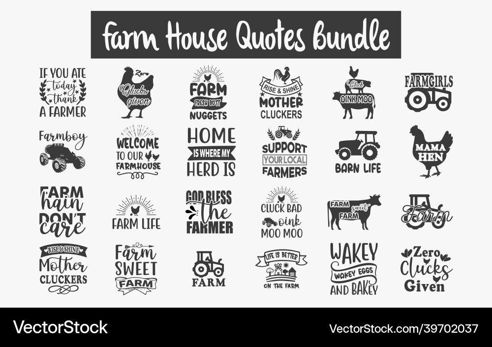 Farmhouse quotes svg cut files designs bundle Vector Image