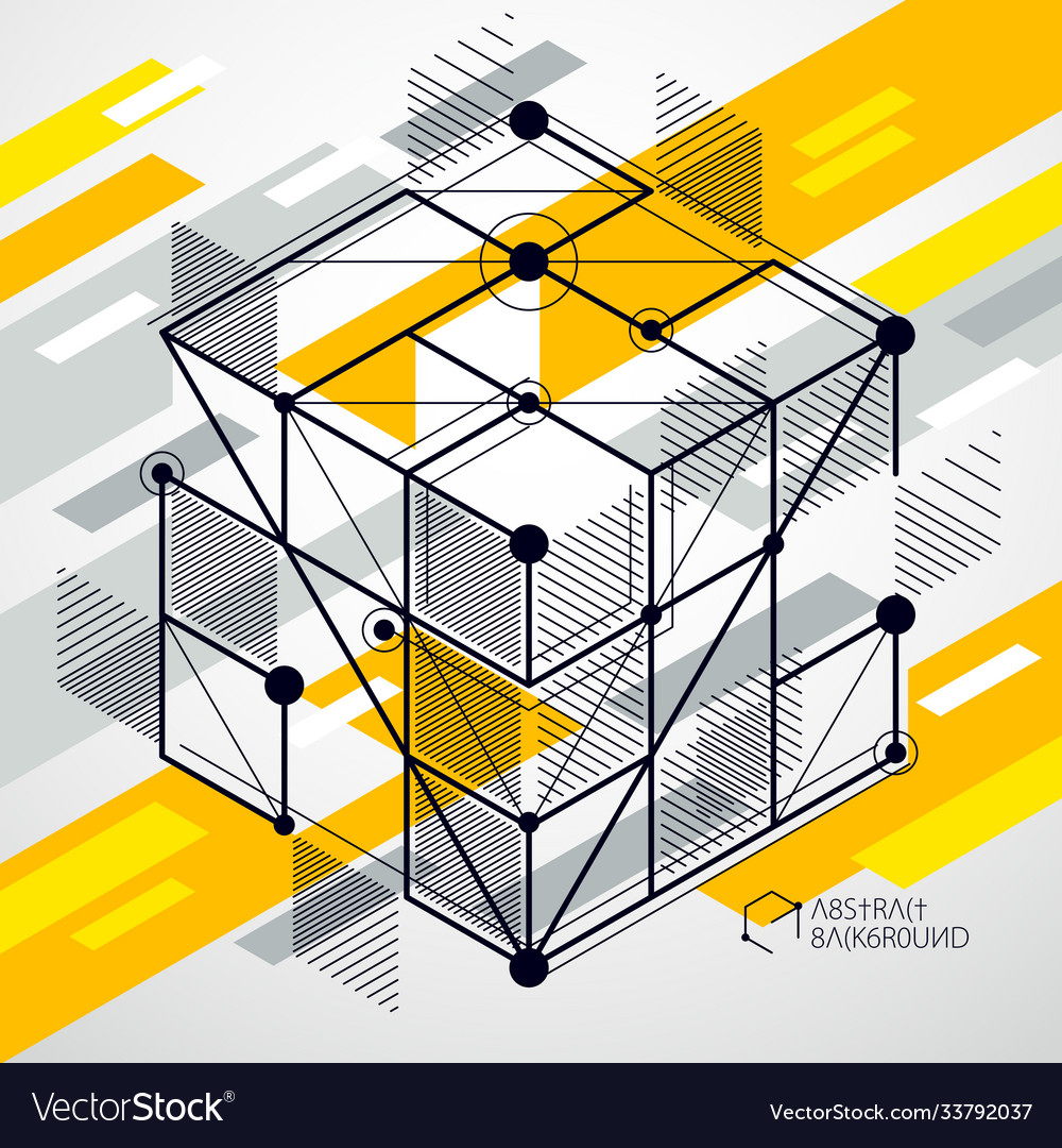 Geometric technology yellow drawing 3d technical Vector Image