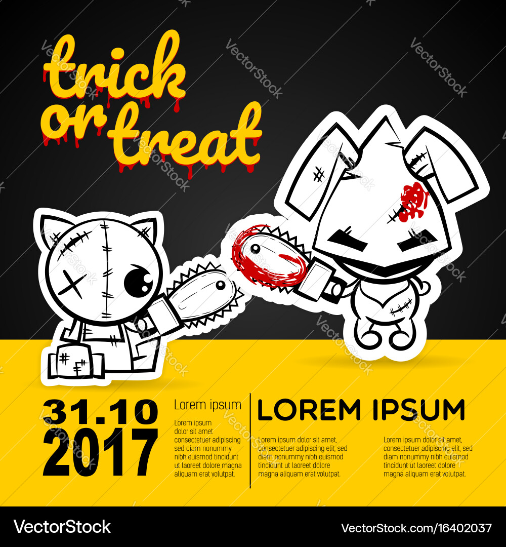 Halloween evil cat bunny voodoo doll pop art Vector Image