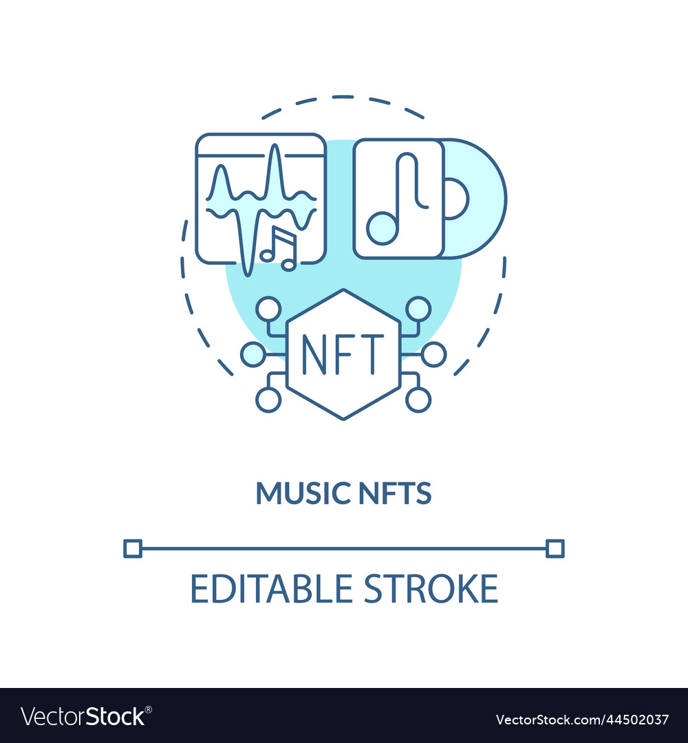 Music nfts turquoise concept icon Royalty Free Vector Image