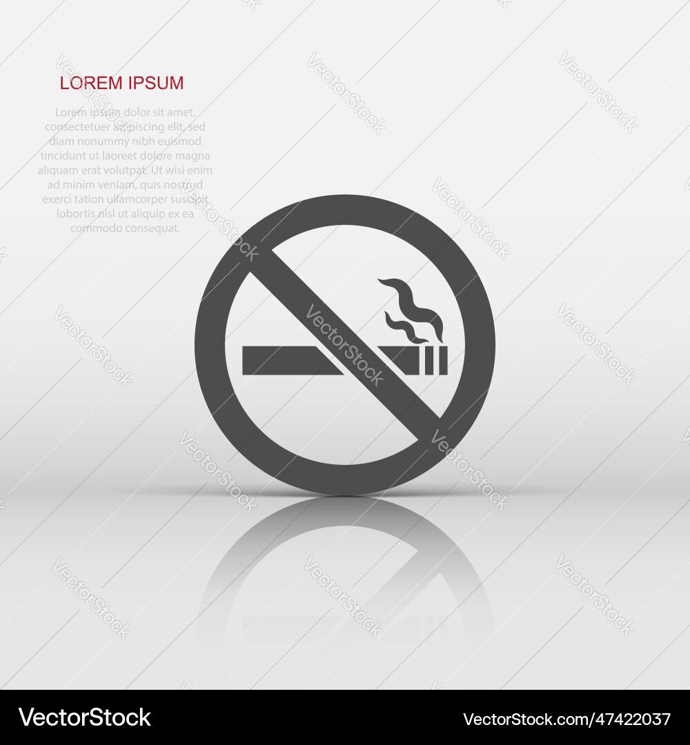 No smoking sign icon in flat style cigarette Vector Image