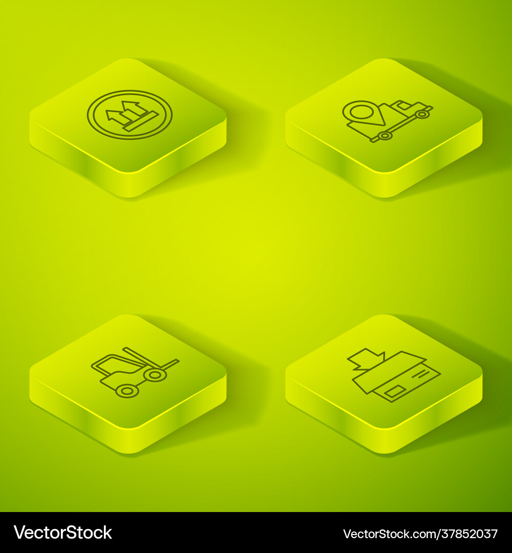 Set isometric delivery tracking forklift truck Vector Image