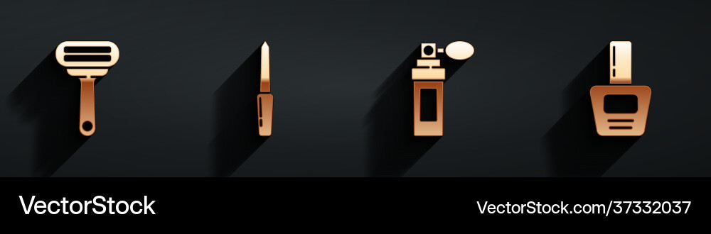 Set shaving razor nail file perfume and nail Vector Image