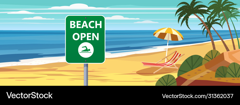 Summer beach banner open seascape ocean shore Vector Image