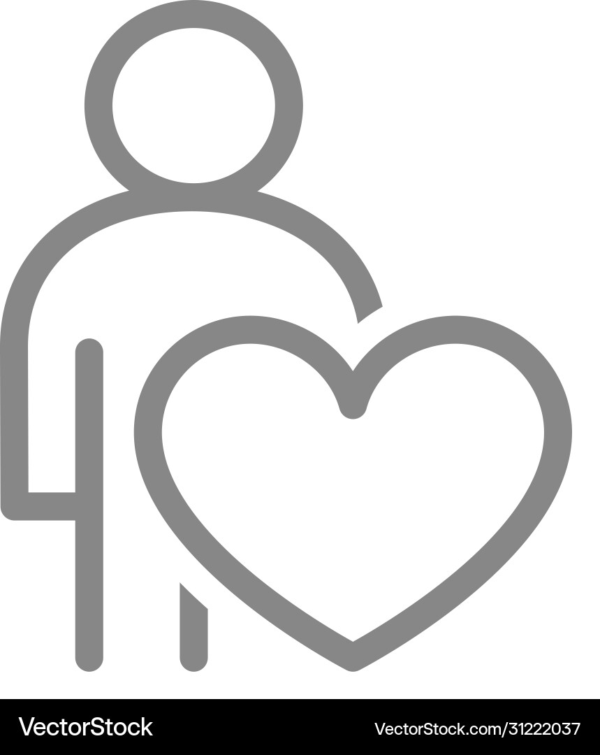 User profile with heart line icon charity Vector Image