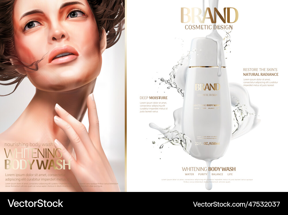 Whitening body wash ads Royalty Free Vector Image