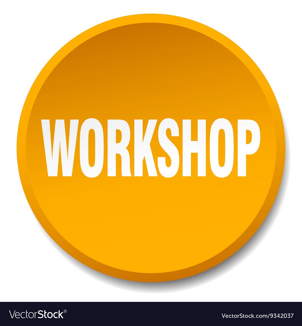Workshop orange round flat isolated push button Vector Image