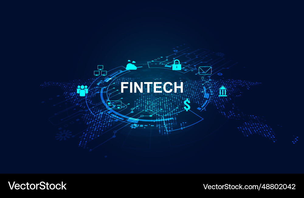 Abstract fintech finance and map dots technology Vector Image