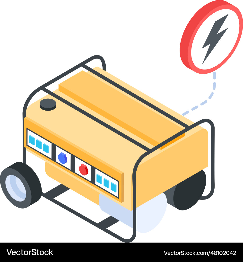 Easy to use isometric icon of generator Royalty Free Vector