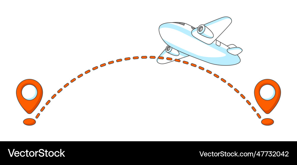Flying distance airplane travel Royalty Free Vector Image