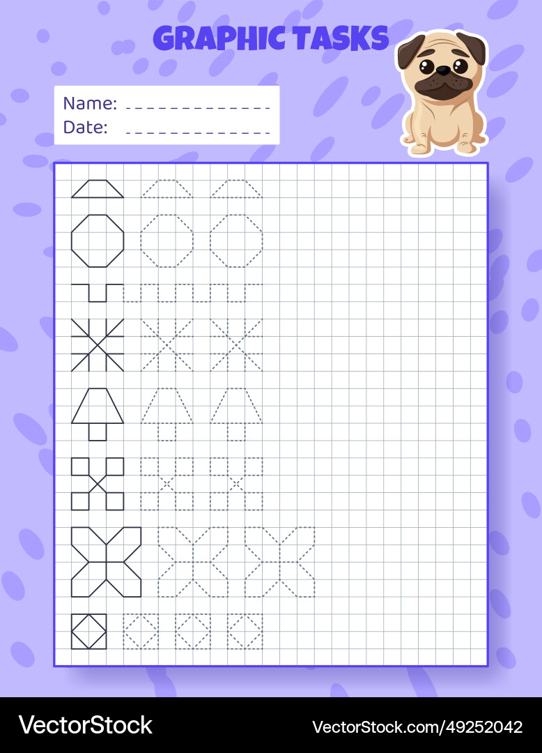 Graphic tasks by cells educational game for kids Vector Image