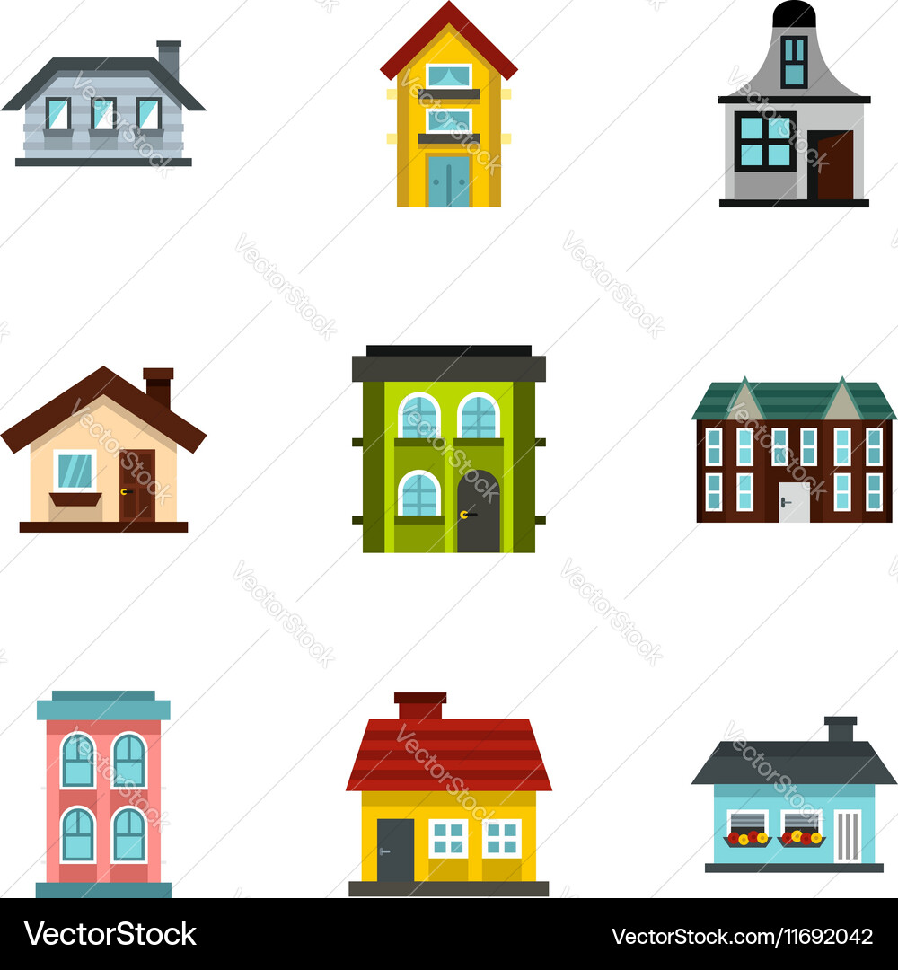 Habitation icons set flat style Royalty Free Vector Image