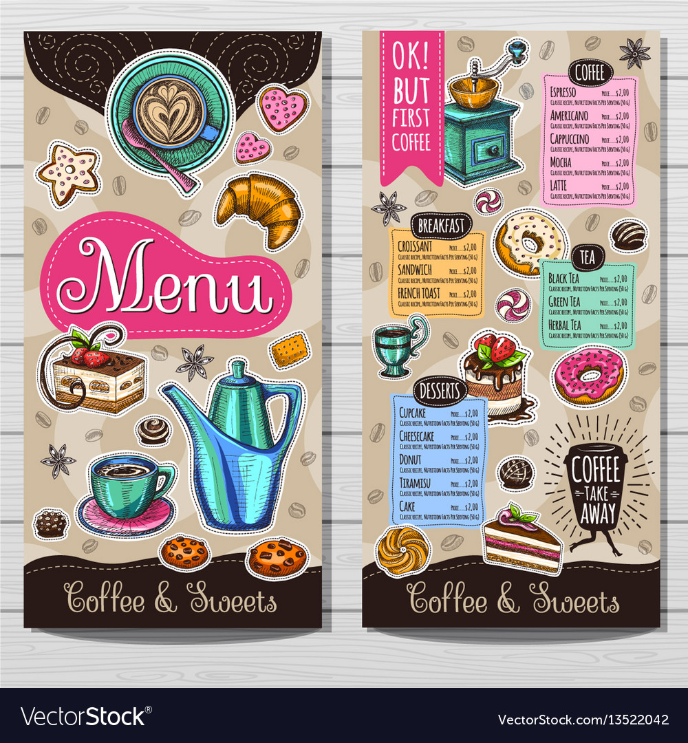 Hand drawn menu Royalty Free Vector Image - VectorStock
