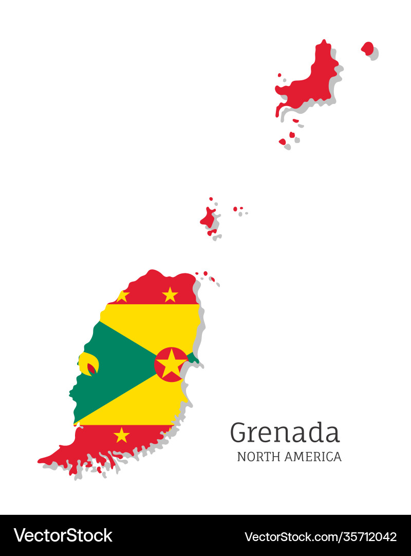 Map grenada with national flag Royalty Free Vector Image